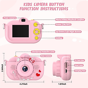 ENGUNS Kids Camera for Girls Age 3-12, 32MP HD Digital Camera for Kids, Dual Lens Toddler Camera, Video Camera for Toddlers, Girls Birthday Gifts Toys