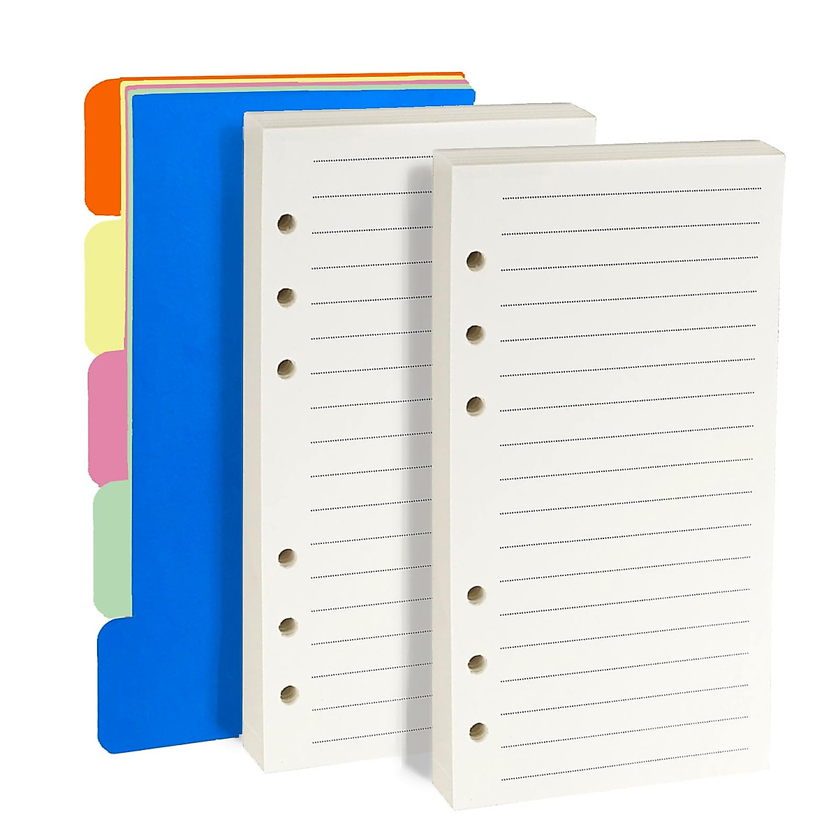 A6 Refill Paper, 6 Ring Loose Leaf Lined Paper, 90 Pages A6 6-Hole Planner Binder inserts with Binder Dividers for A6 Binder Budget Planner Journals Notebook Painting Personal Organiser-Line Pages