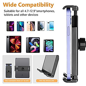 Aureday Stand Floor, 67” Height Adjustable Tripod Stand, Tablet Stand with Extendable Holder for iPad Mini/ Air/ Pro, Kindle, Switch, Smartphones, and All 4.7" to 12.9" Devices