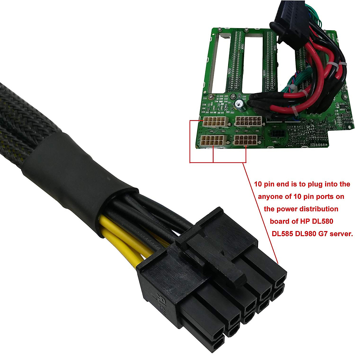 COMeap GPU Power Cable for HP DL580 DL585 DL980 G7 Server, 10 Pin to Dual PCI-E 8 Pin(6+2) Power Adapter Splitter 25-in(63.5cm)