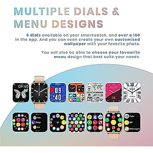 yussa Blood Pressure Smartwatch | Android Smartwatch &iPhone Compatible | Answer/Make Calls | Speaker | 2Straps | 1.86'' Full Screen | Fitness &Health Tracking | +20 Sports | Man and Woman (Pink)