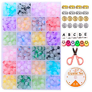 Glass Beads Kit for Jewelry Making Bracelet Charms Set Bulk Crafts 480pcs 8mm Round 12colors with Accessories, Chakra Bead DIY Beading Necklace Adults Beginners (Glass Jade)