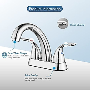 Cinwiny Polished Chrome 4 Inch Centerset Bathroom Sink Faucet Deck Mount Two Handles Vanity Faucet Mixer Tap with Pop up Drain Assembly