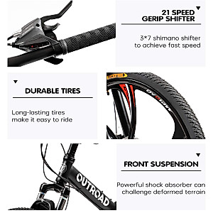 Max4out 26 Inch Folding Mountain Bike, 21 Speed Full Suspension Bicycle with High-Carbon Steel, Dual Disc Brake Non-Slip Quick Release tire Folding MTB for Adults/Men/Women, Black Type D