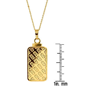 American Coin Treasures 2.5 Gram Swiss Ingot Replica Pendant Necklace Layered in 24kt Gold