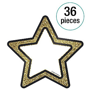 Carson Dellosa – Gold Glitter Stars Colorful Cut-Outs, Classroom Décor, 36 Pieces