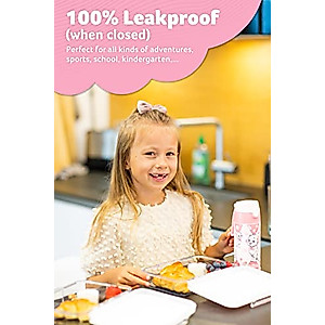 JARLSON kids water bottle with straw - CHARLI - insulated stainless steel water bottle - thermos - girls/boys (Cat 'Star', 12 oz)