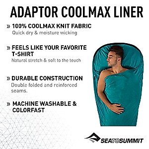 Sea to Summit Adaptor Coolmax Sleeping Bag Liner and Travel Bedding, Mummy (82 x 36)