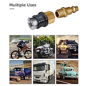 JINKEY Tire Air Chucks, Upgrade Locking air chuck, 1/4 Inch FNPT Male Open Flow Lock On Air Chuck Heavy Duty Hands Free Air Chuck Quick Connect for Tires Inflator Pressure Gauge Compressor