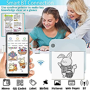 TVAIGER Mini Printer, Portable Thermal Printer, Bluetooth Inkless Lable Printers with 6 Rolls Printing Paper Compatible with iOS and Android for Label Receipt Photo Notes and Memos