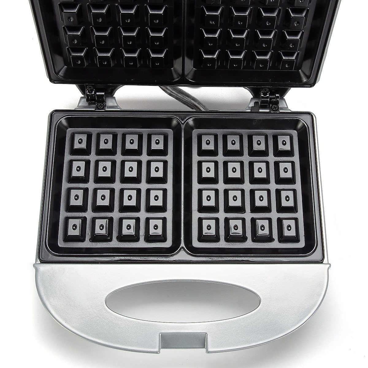 Zenith Electric Indoor Waffle Grill Maker with Zera Non-Stick Grilling Plates, Countertop Bread Toaster Easy Storage & Clean Perfect for Breakfast Grilled Cheese Egg & Steak, Platinum Silver