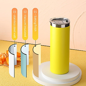 Skinny Tumblers Bulk 20 oz Stainless Steel with Lids and Straws Blank Slim Insulated Cup Double Layer Water Cups for Travel, DIY(Green, Yellow, Purple, Red,8 Pcs)