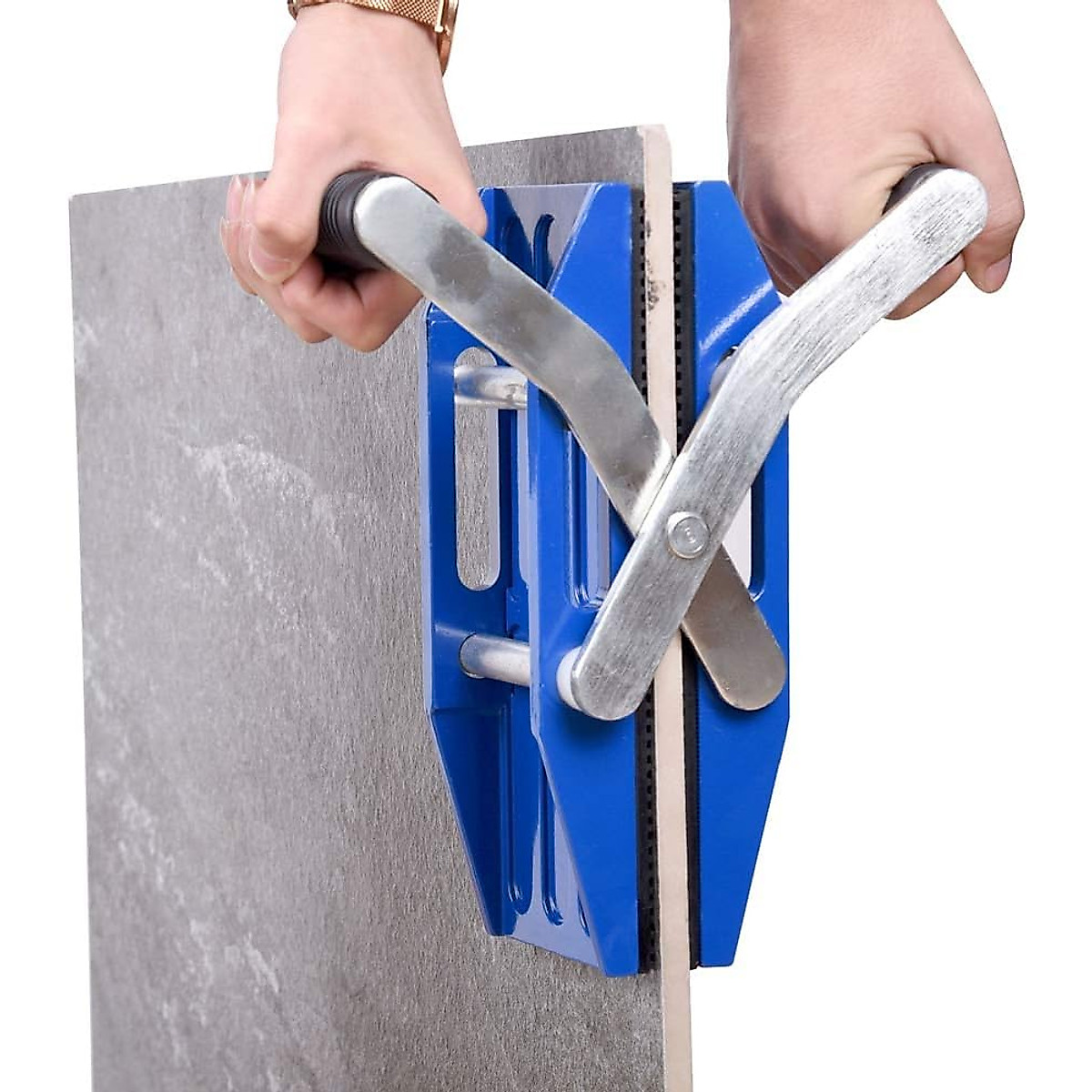 ZUOS Double Handed Stone Carrying Clamps Granite Panel Carriers Lifter Tools for Lifting Quartz Worktops Slabs Marble with Rubber-lined(2-PCS)