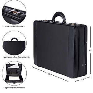 Alpine Swiss Expandable Attache Case Dual Combination Lock Hard Side Briefcase, Black