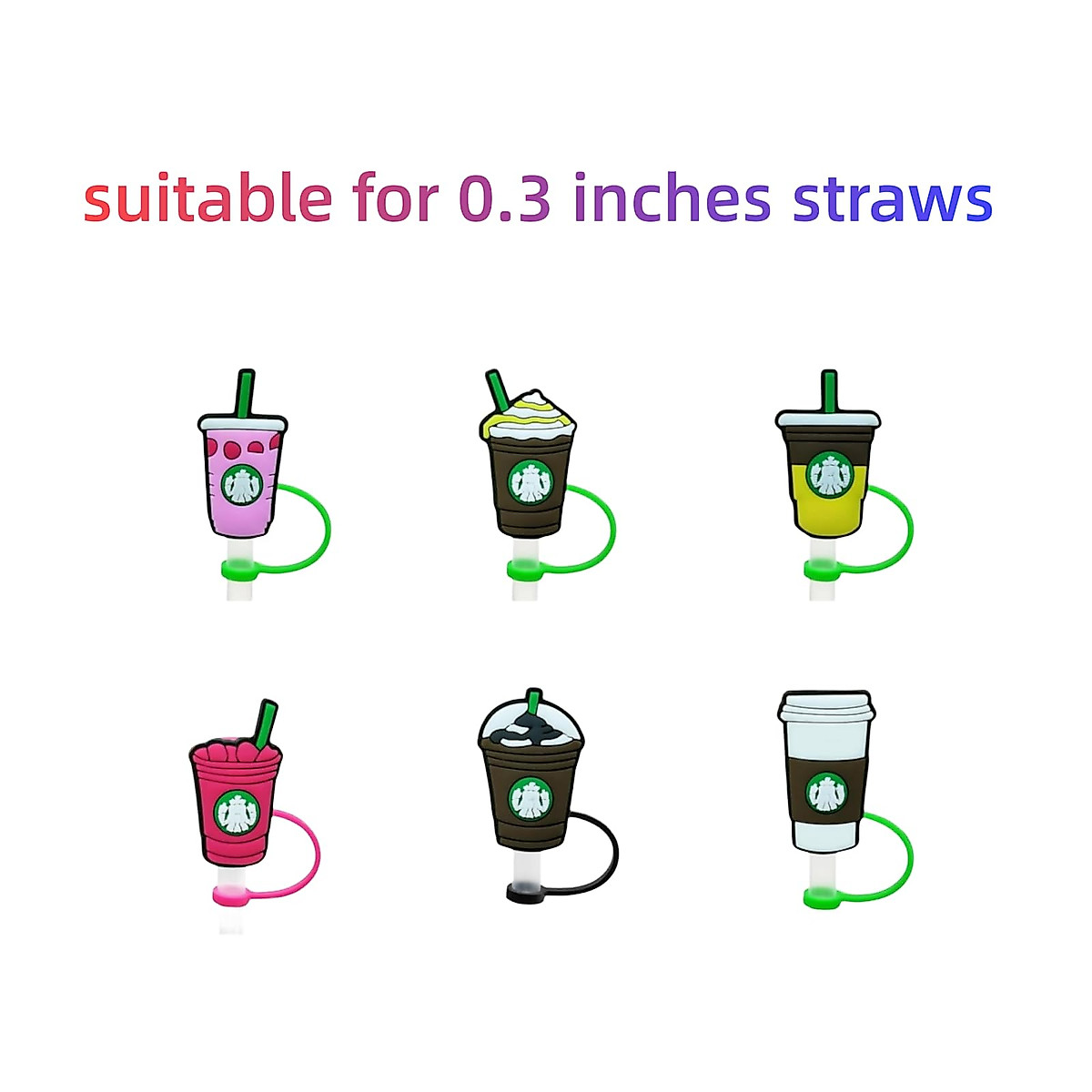 8mm Straw Covers Tips for Stanley Cup, 6Pcs Reusable Drinking Stanley Straw Topper, Splash Proof Straw Protector, Straw Cover Cap for Stanley Cup Accessories。