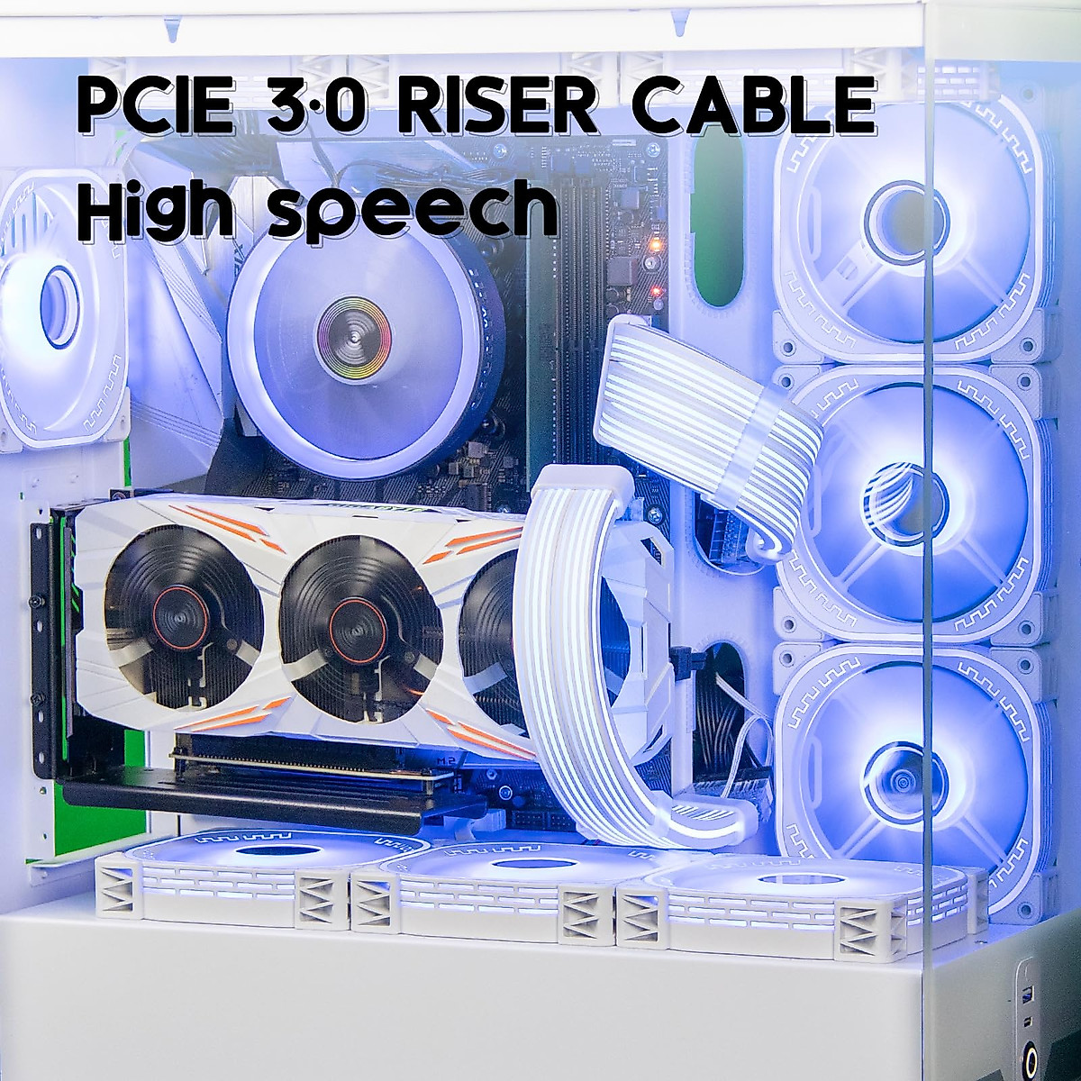 IBEST IMPETUS Vertical GPU Mounting Bracket Graphics Card Holder Kit with PCIE Riser Cable 90 Degree Right Angle 25cm Black