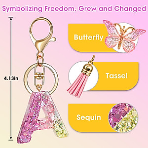 GIFTOXO Letter Keychains for Women and Girls, Key Chains for Car Keys, Cute & Pink Keychain Accessories for Backpack, Wallet-A