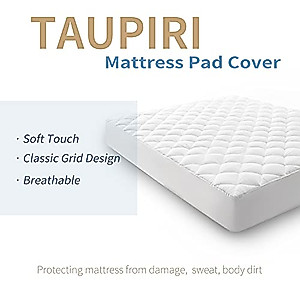 Taupiri Queen Quilted Mattress Pad Cover with Deep Pocket (8"-21"), Cooling Soft Pillowtop Bed Mattress Cover, White