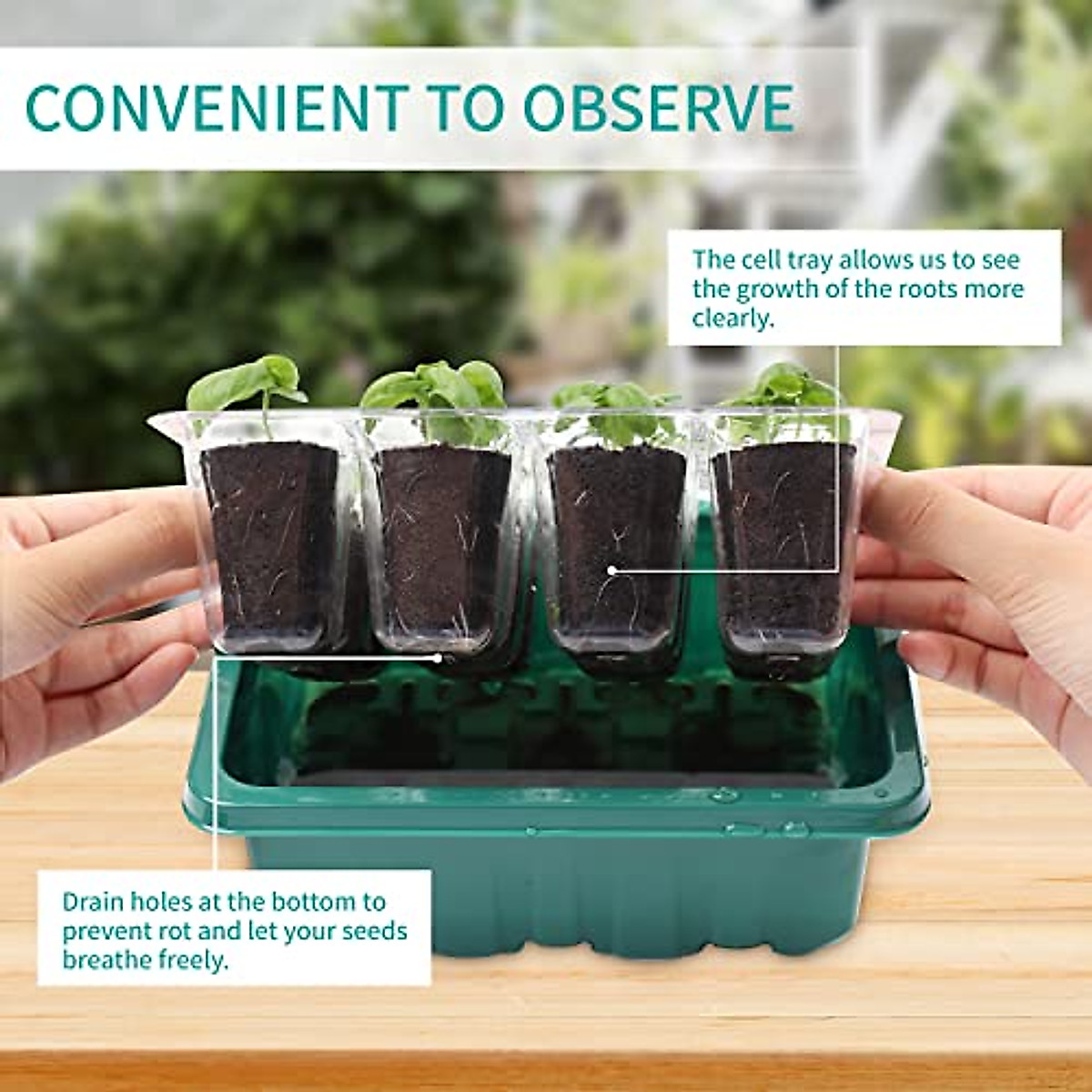 LAWNFUL Illuminated Seed Starter Tray Kit: 60 Peat Pellets + 4 Pack Germination Trays with Grow Light & Humidity Dome + 80 Plant Labels + Scissor + Gardening Tools Seedling Boxes Set