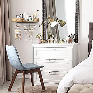 VINAEMO Jewelry Organizer Hanging Wall Mounted Jewelry Holder with Rustic Wood Drawer & Large Capacity Storage Shelf Rack Display for Earrings Rings Necklaces Bracelet