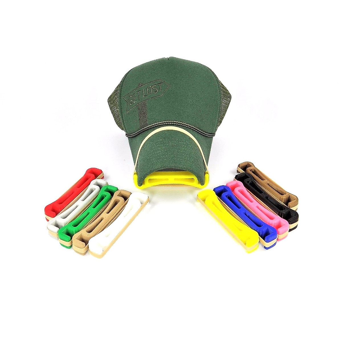 Visor Benders (Pack of 3 Black) ~ Tight Curl Model ~ Includes #64 Rubber Bands (NOT Recommended for X-Large Hats) Made in USA*