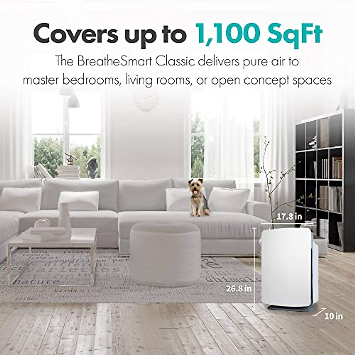 Alen BreatheSmart Classic H13 HEPA Air Purifier, Air Purifiers For Home Large Room w/ 1100 SqFt Coverage, Medical-Grade Air Cleaner for Allergens & Dust, up to 12 Mos. Filter Life, Oak