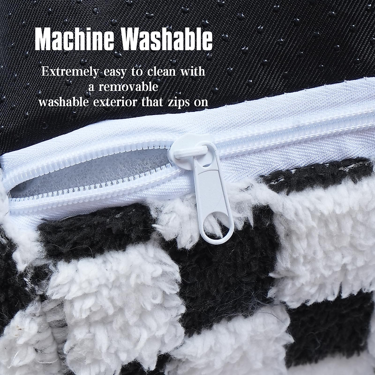 FORMYCATIE Pet Couch Bed, Washable Cat Beds for Medium Small Dogs & Cats up to 25 lbs, Soft Calming Cat Sofa Beds for Indoor Cats Anti-Slip Bottom，Fluffy Cat Couch (White)