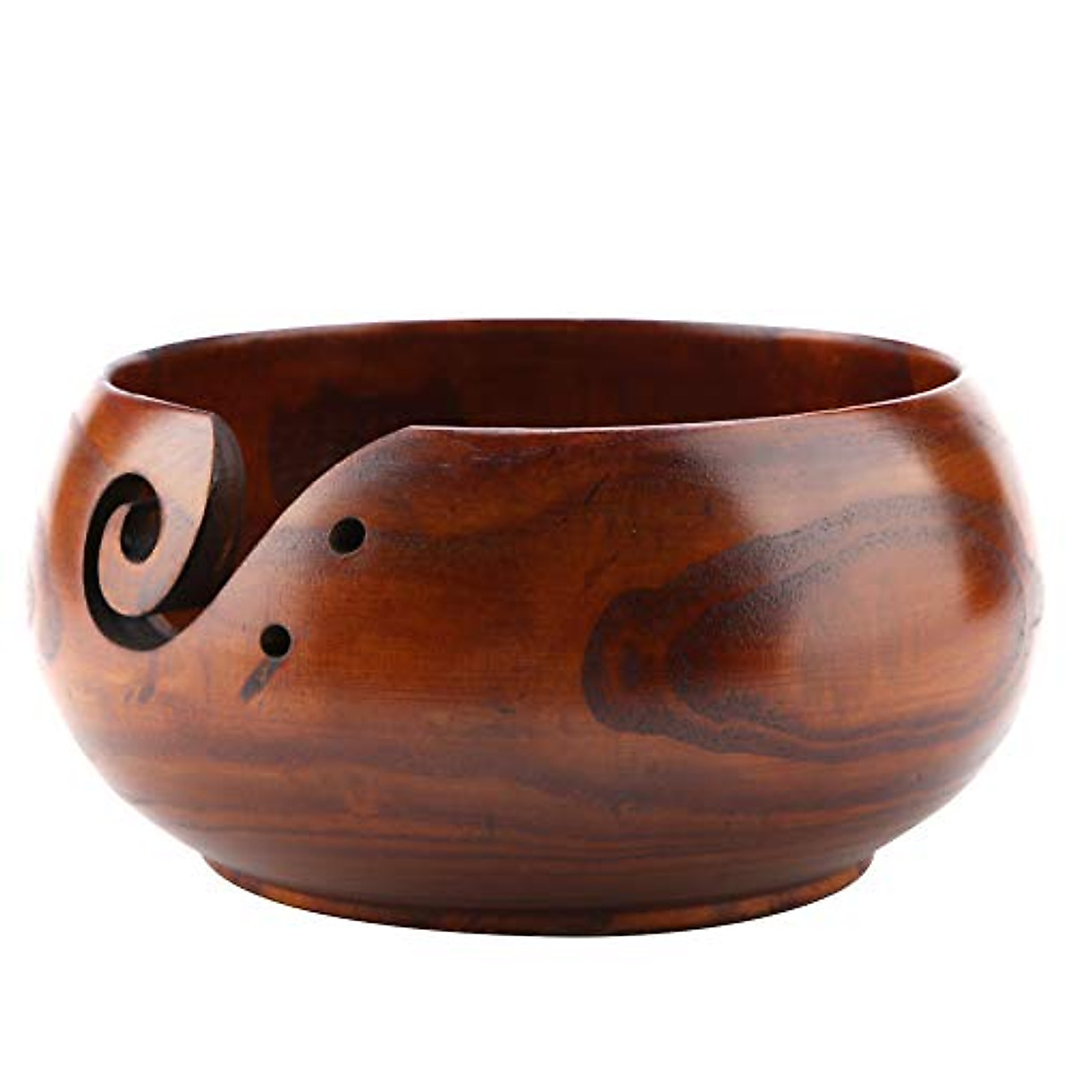 Wooden Yarn Bowl, Crocheting Yarn Wool Storage Bowl with Holes, Round Wool Storage Basket Mother's Gift, Handcrafted Craft Crochet Accessories Kit, for Knitting and Crochet, 6.7in Dia* 3.1in H