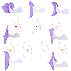 Wusteg 9Pcs Pubic Hair Shaving Stencil with Bikini Trimmer Shaver, Hair Remover Grooming Kit 7 Reusable Sexy & Charming Pubes Styling Shaver Model, Intimate Hygiene Goods for Women