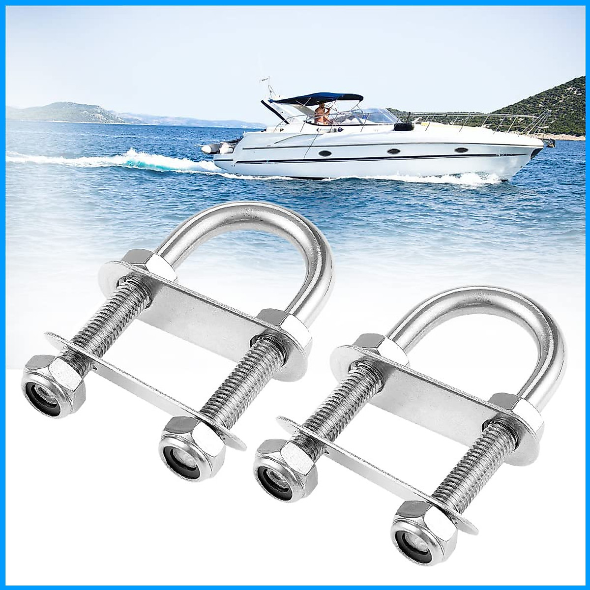 2pcs Marine Boat Stern Bow Eye Tie Down U-Bolt Rigging 316 Stainless Steel,M10x90x130x36mm