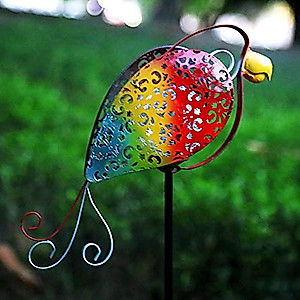 esgarden Garden Solar Light Outdoor Crackle Glass Decorative Pathway Lights Path Landscape Waterproof Decor Outside Backyard Yard Patio Decorations Porch Walkway Driveway Courtyard 1 Pc (Parrot)