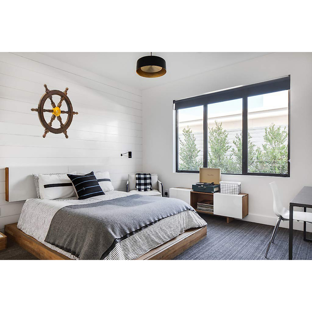 Nautical Specials SH 8763-VC Nautical Sheesham Wood Ship Wheel with Brass Center Home Decoration Gifts (24")