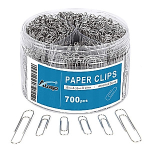700 Paper Clips,Medium and Jumbo Size,Paperclips for Office School and Personal Use(28 mm,33mm,50 mm) (Silver)