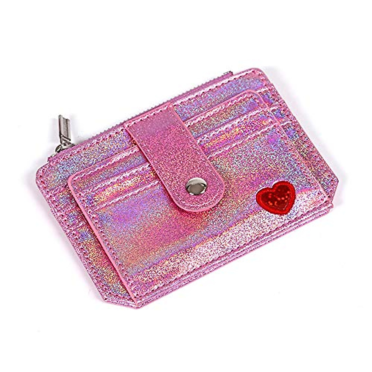 Fida&Moon Glitter Girl Small Wallet RFID Blocking Coin Purse Clip Card Holder (Glitter Pink)