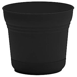 Bloem Saturn Round Planter with Saucer Tray: 12" - Black - Durable Plastic Pot, Matte Finish, Removable Saucer, for Indoor & Outdoor Use, Gardening, 3 Gallon Capacity