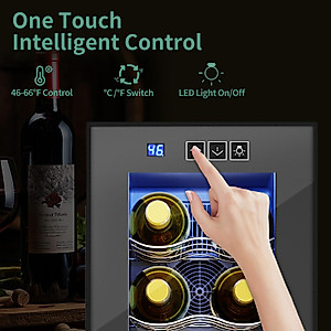 JINJUNYE 12 Bottle Wine Cooler, Wine Fridge Small, 46-66°F, Freestanding Wine Cooler Refrigerator with Digital Temperature Control, Wine Cellar Gift for Wine Lover…