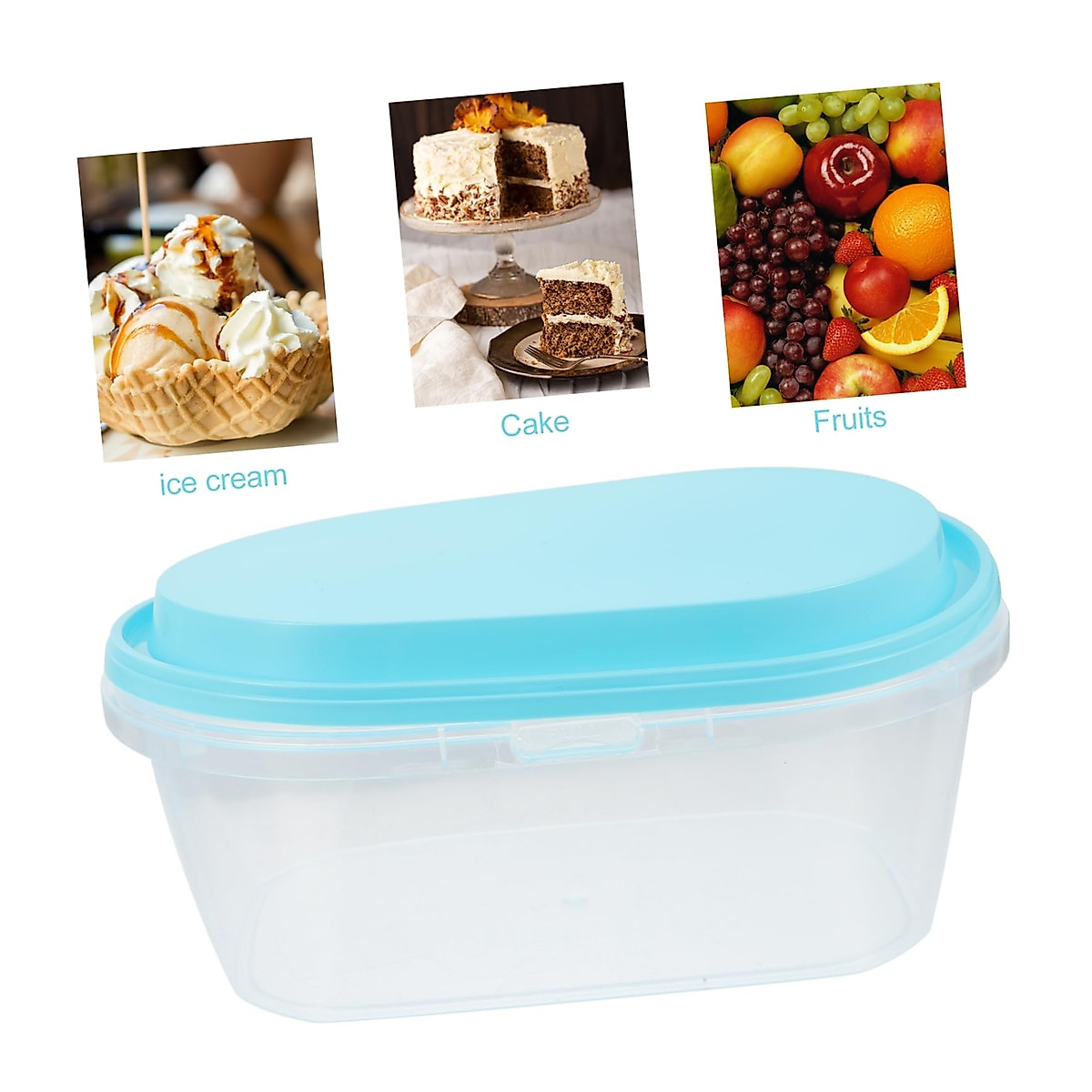 Mikinona 1Set Cake Boxes and Ice Cream Containers Reusable Plastic Ice Cream Tubs for Freezer Storage Ideal for Homemade Ice Cream and Desserts