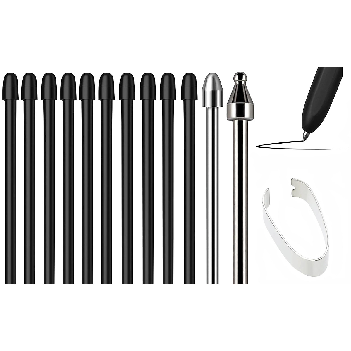 Soft Metal Nibs Tips Replacement For Samsung Galaxy Tab S10 Ultra Spen S9 S8 S7 S10+ S9+ S8+ Tab S9 Ultra S6 Lite S24 S23 S22 Ultra Note 9 Note 8 S Pen King Write + Tool, 10Pcs Standard + 2 Pcs Metal