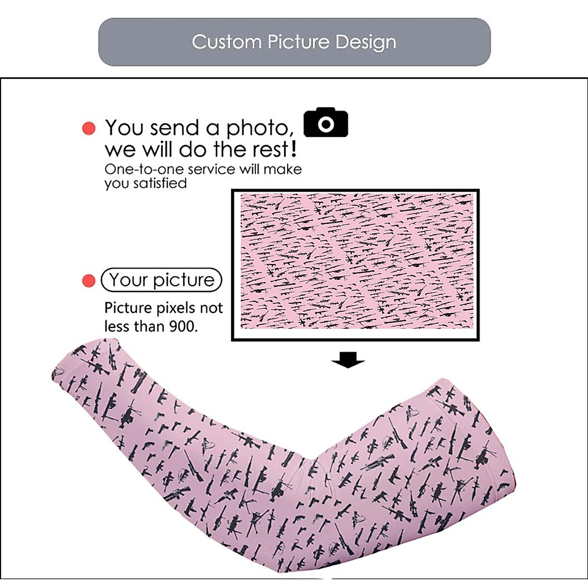 Custom Personalized Compression Arm Sleeves for Men Women/Students for Elbow Brace, Baseball, Basketball, Football, Cycling Sports (1 Pair, Adult Small/Med (10-13”))