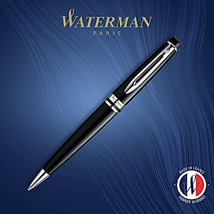 Waterman Expert Black Ballpoint Pen CT, Medium Point, Blue Ink