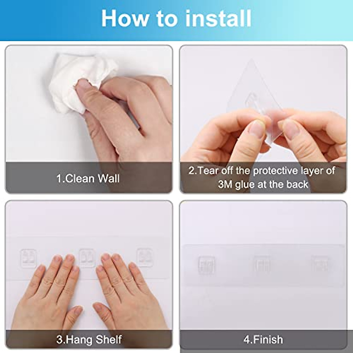 mioule Shower Caddy Adhesive Replacement，Shower Rack Stickers - Shower Shelf Adhesive - Bathroom Rack Sticker - 2 Pack Shower Caddy Adhesive for Replacement