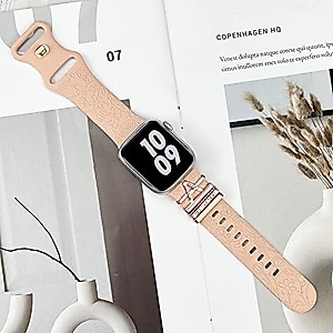 Kakurookie Decorative Rings Loops Compatible with Apple Watch Silicone Bands Charms 45mm 44mm 42mm 41mm 40mm 38mm iWatch Series 7 6 5 4 3 2 1 Watchband Metal Diamond Charms Accessories (No Band) (A-Rose Gold)