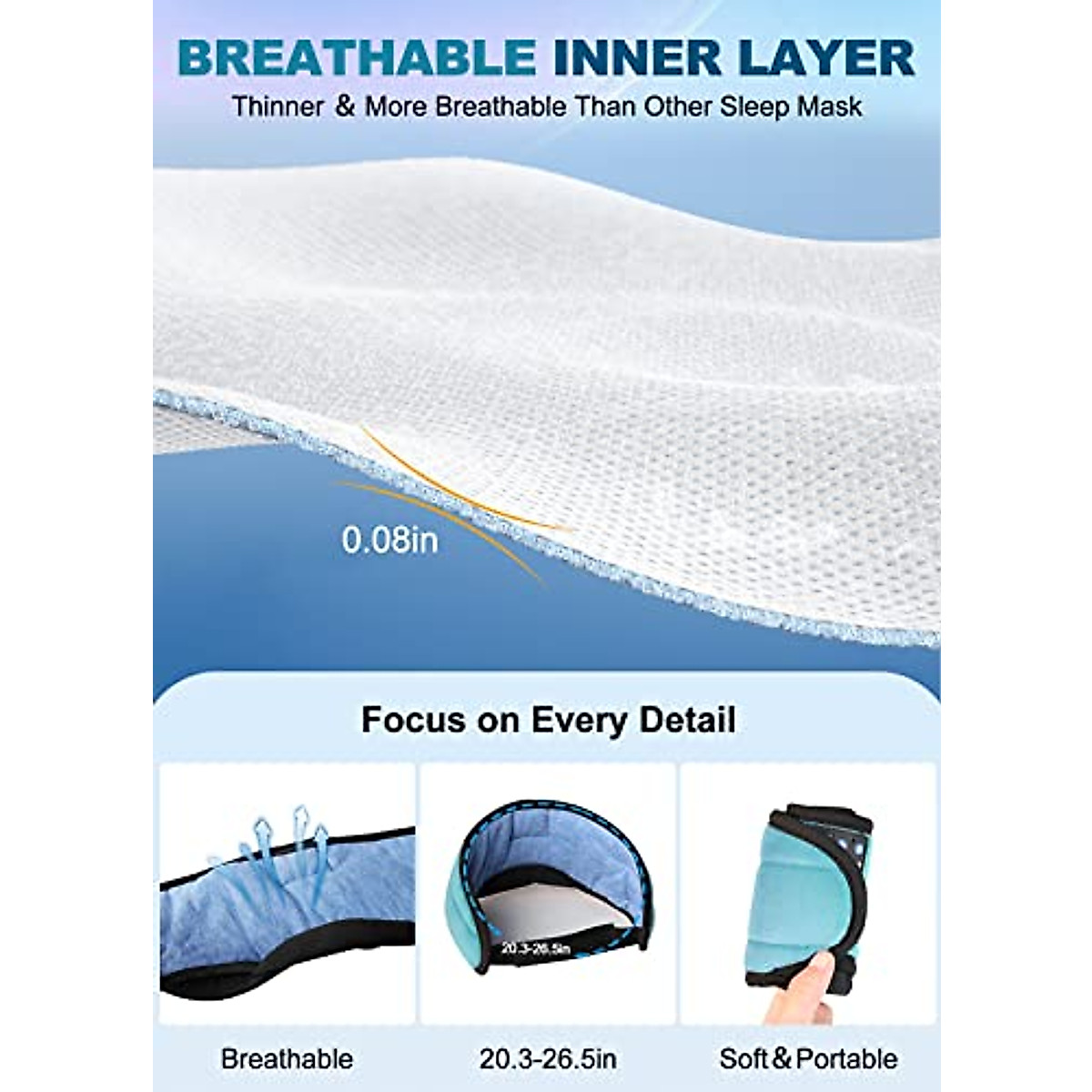 TOPOINT Sleep Headphones, Sleeping Headphones Bluetooth Sleep Mask with Bluetooth Headphones, Aid Sleep Light Blackout Sleeping Eye Mask Headphones for Sleeping Side Sleepers Women Girls Gifts