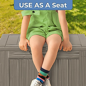 TARKARI 30 Gallon Lockable Resin Deck Box, Waterproof & UV-Resistant Outdoor Storage Box for Outdoor Cushion Storage and Outdoor Delivery Storage, Coffee