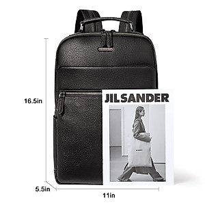 CLUCI Leather Backpack for Men 15.6 Inch Laptop Business Work Travel Casual Large Vintage Daypack Black