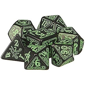 Q-Workshop Call of Cthulhu: Black and Green Dice, Set of 7