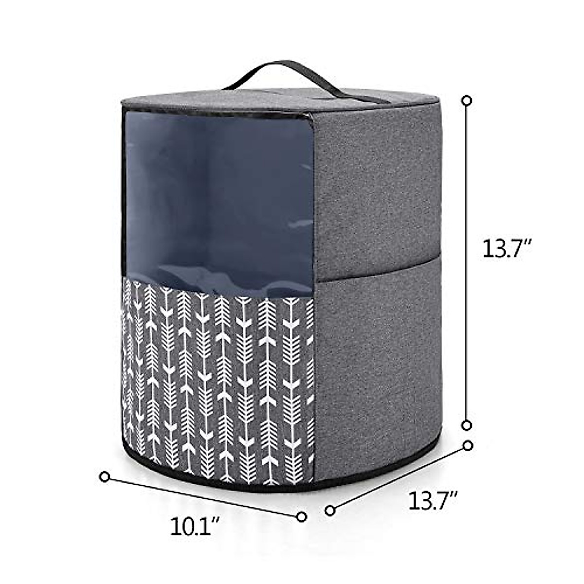 Yarwo Coffee Maker Dust Cover Compatible with Keurig K-Classic and K-Select, Visible Coffee Machine Cover with Pockets and Top Handle, Gray with Arrow