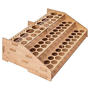 Amazon Basics Craft Paint & Brush Organizer Rack, Holds up to 60 Bottles (52 1-inch bottles and 8 1.47-inch bottles) and 22 brushes - 14 x 8 Inches, Wood Finish