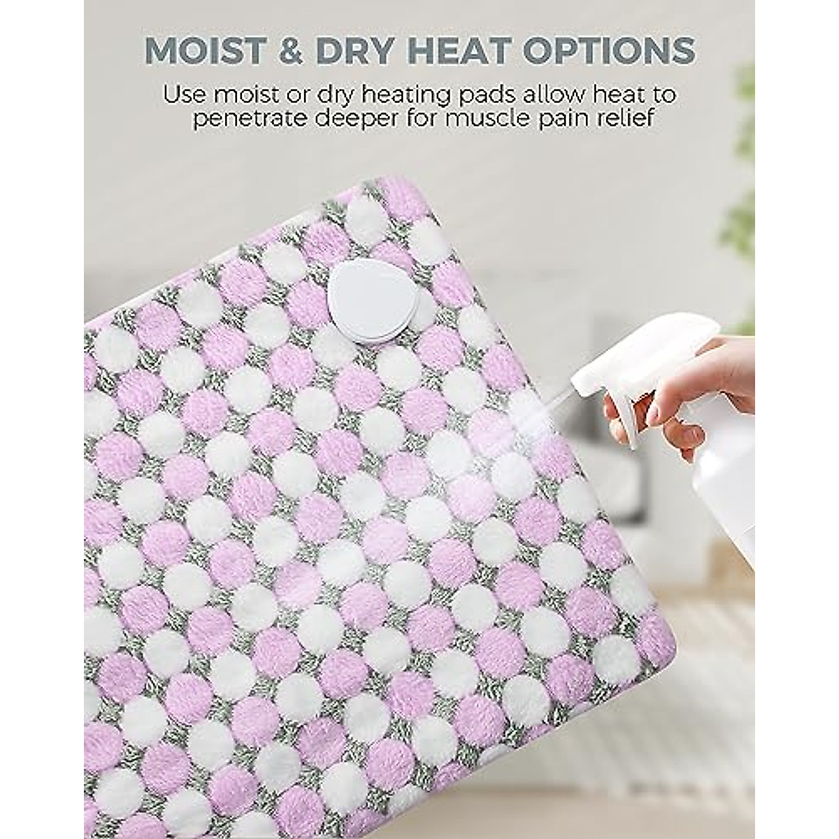 NOWWISH Heating Pad for Back Pain & Cramps Relief, Moist Heat & Auto Shut Off, Machine Washable, Gifts for Women, Mom, Wife,12 "x 24", Purple