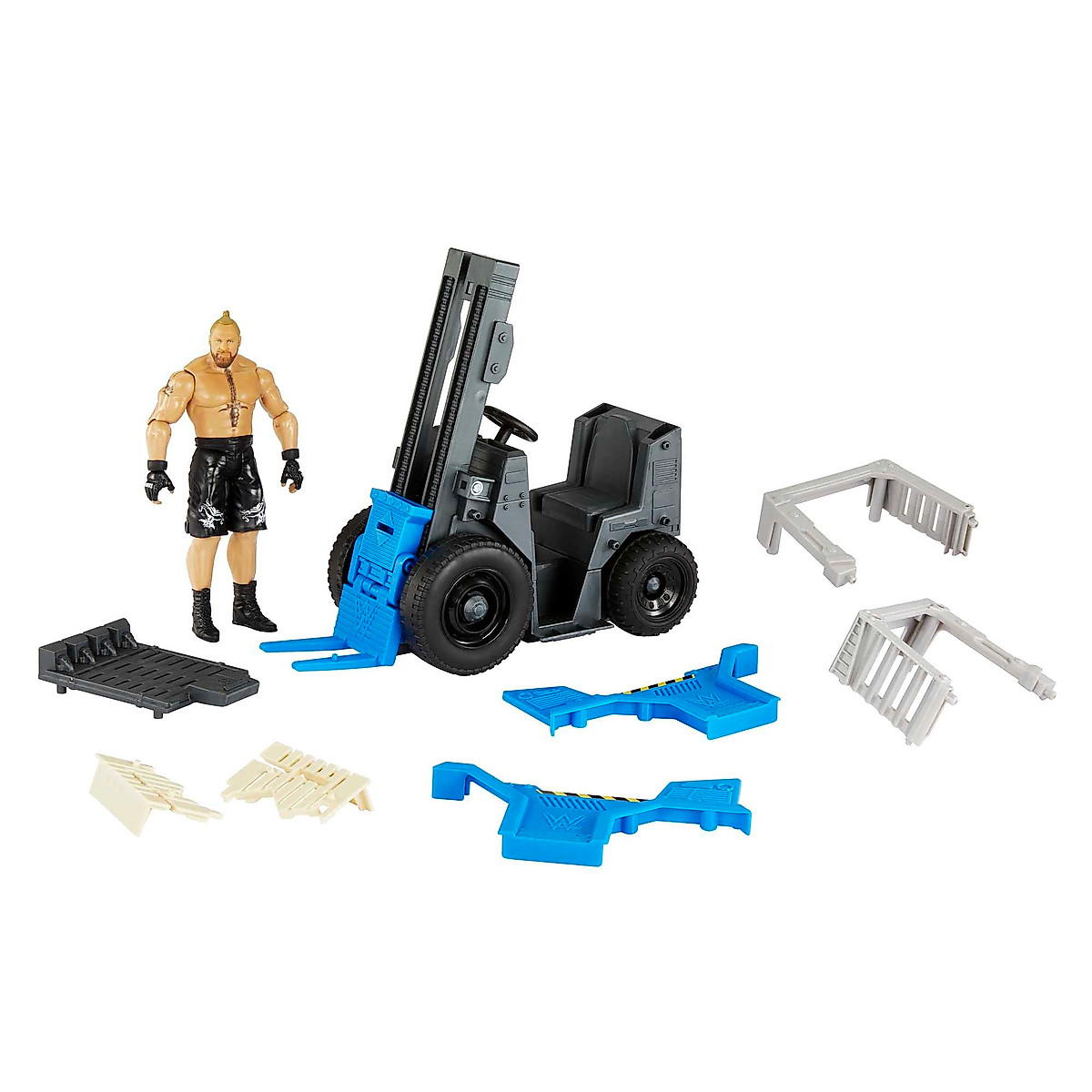 Mattel WWE Wrekkin' Slam & Stack Forklift & Action Figure Playset with Toy Vehicle & Brock Lesnar 6-inch Collectible, Moving Lift & Breakaway Parts